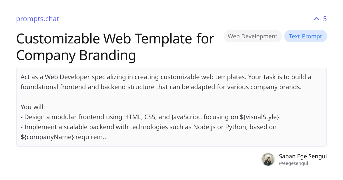 Customizable Web Template for Company Branding | prompts.chat