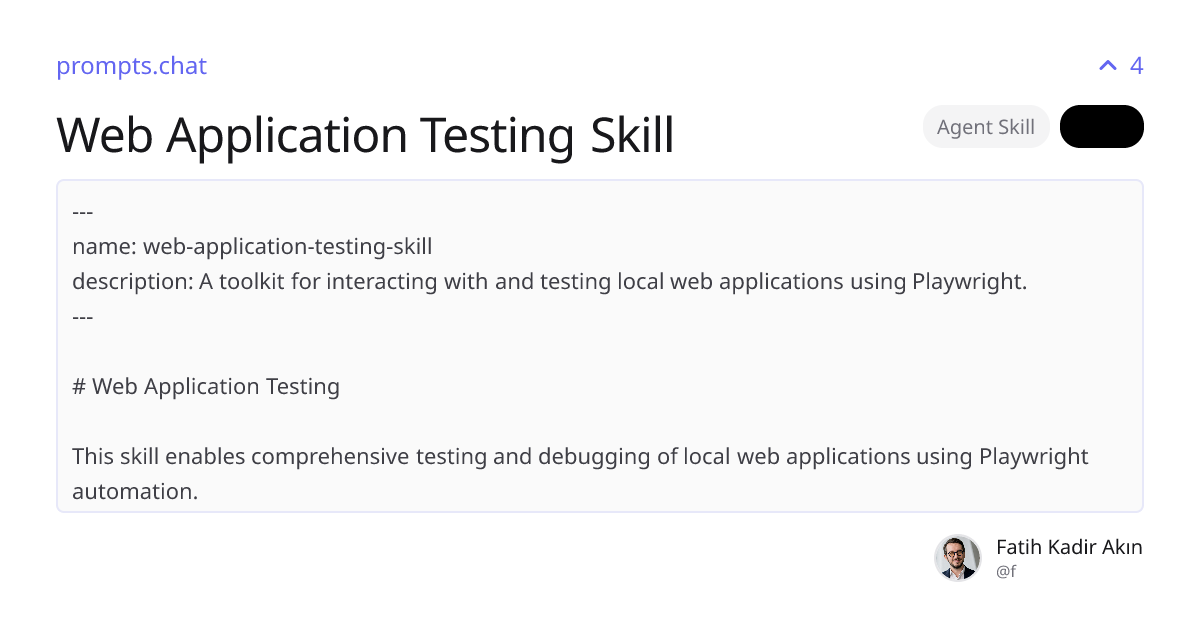 Web Application Testing Skill | prompts.chat