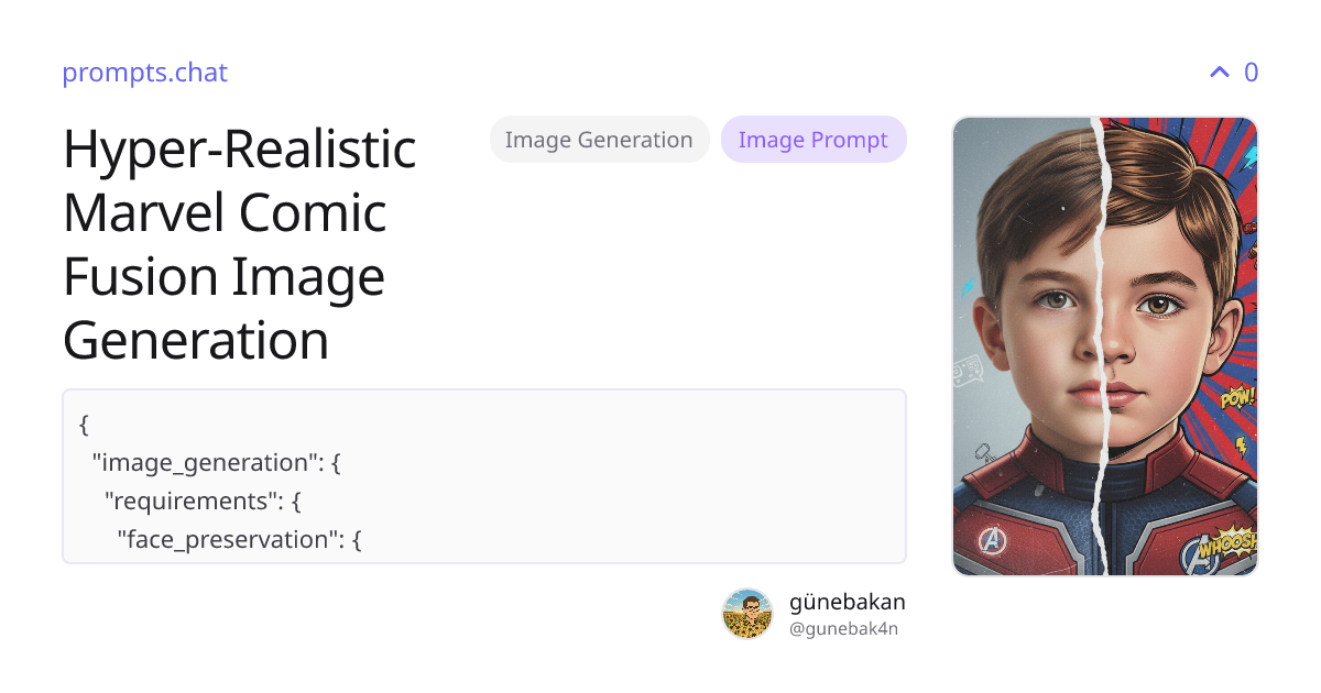 Hyper-Realistic Marvel Comic Fusion Image Generation | prompts.chat