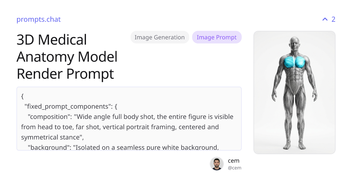 3D Medical Anatomy Model Render Prompt | prompts.chat