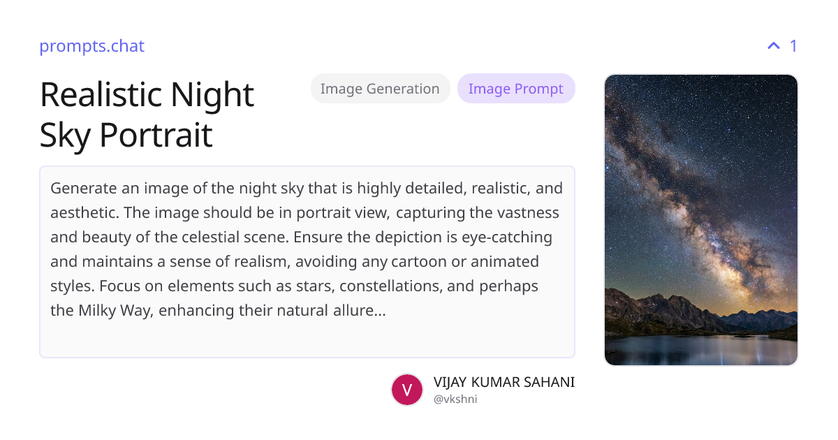 Realistic Night Sky Portrait | prompts.chat