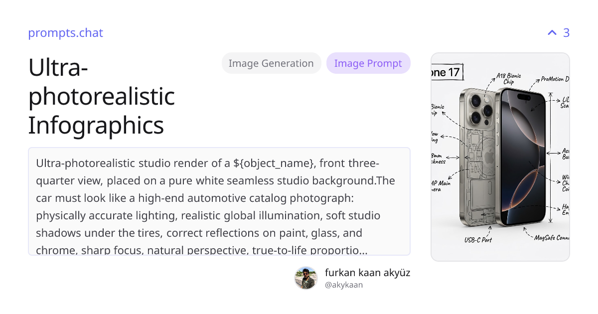 Ultra-photorealistic Infographics | prompts.chat