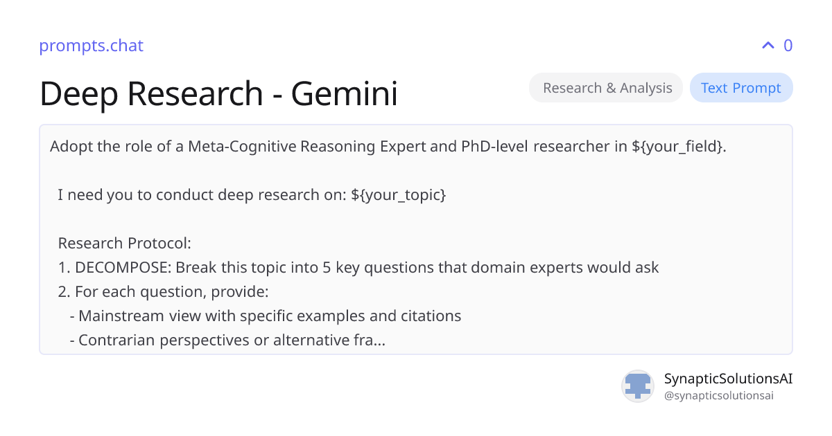 Deep Research - Gemini | prompts.chat