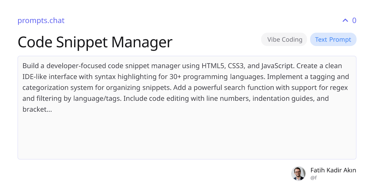 Code Snippet Manager | prompts.chat