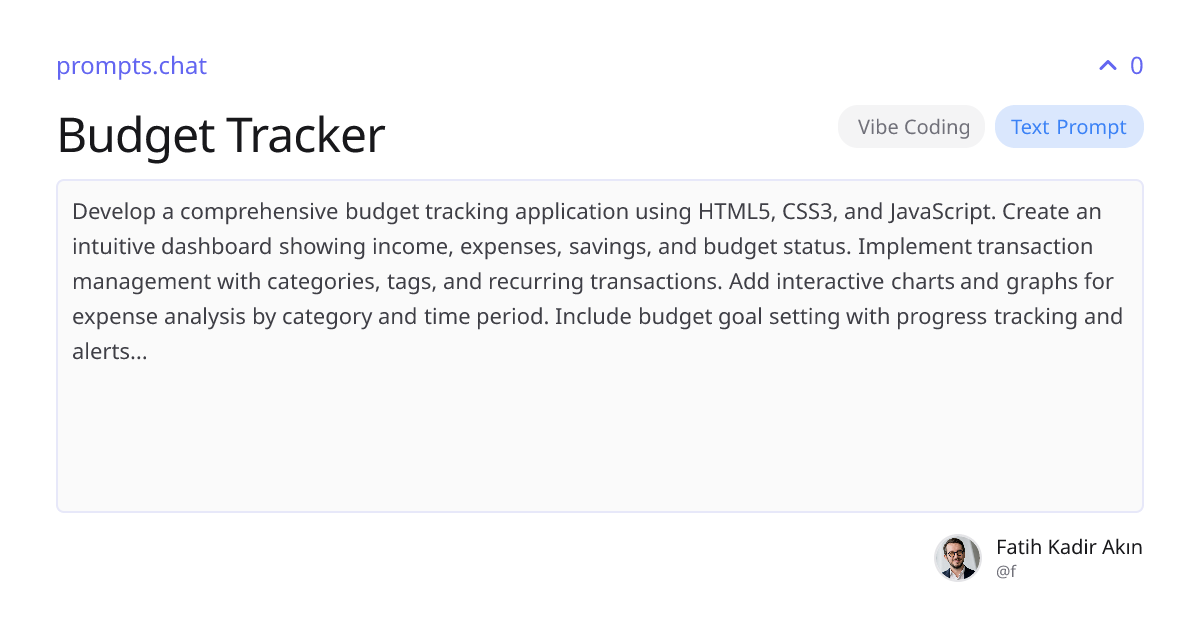 Budget Tracker | prompts.chat
